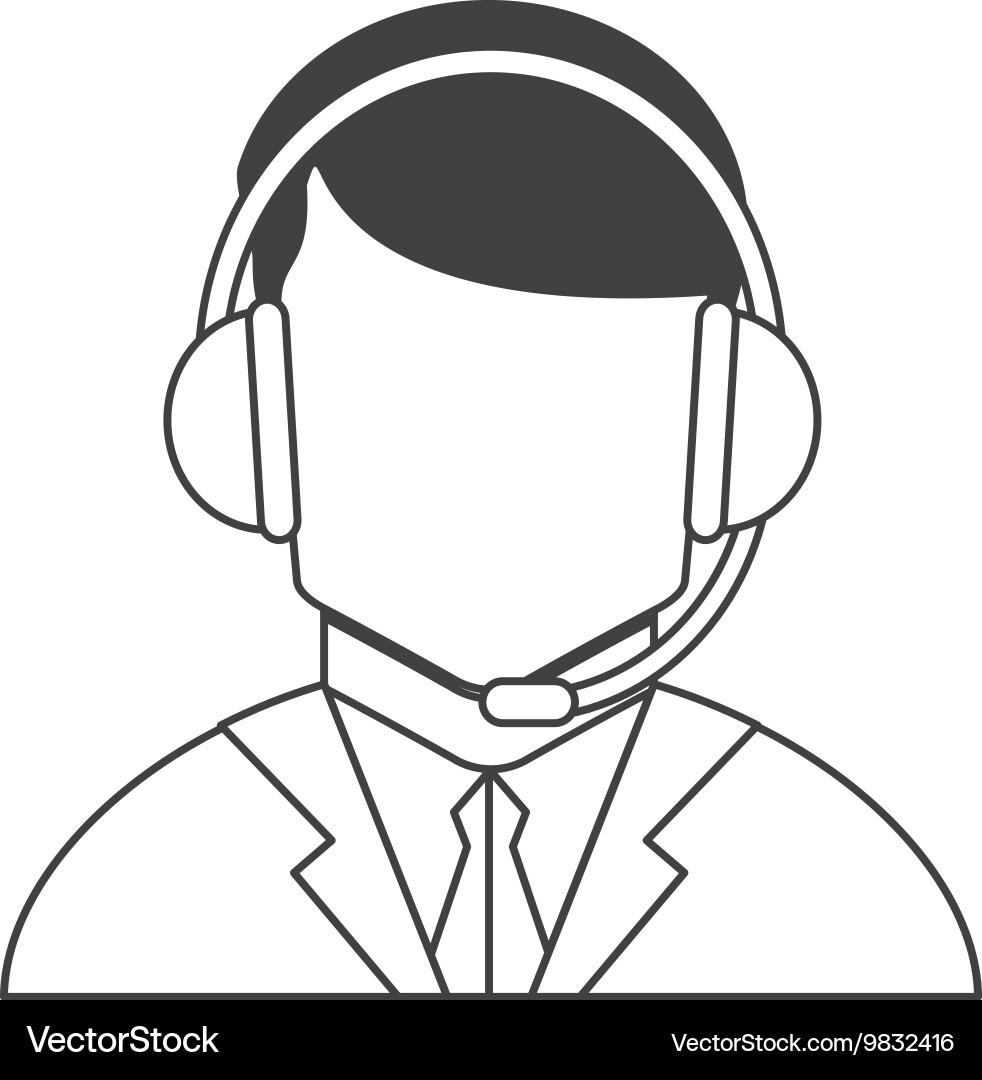Male person with headset icon Royalty Free Vector Image