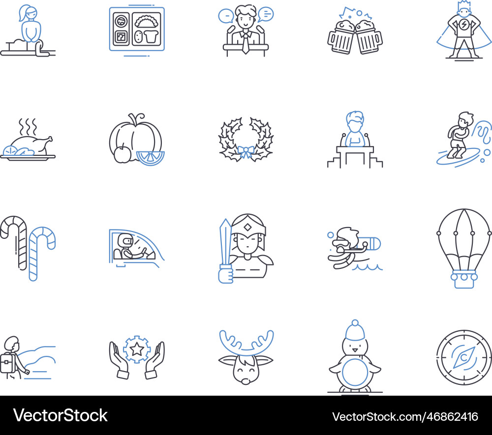 Memorable milests line icons collection Royalty Free Vector