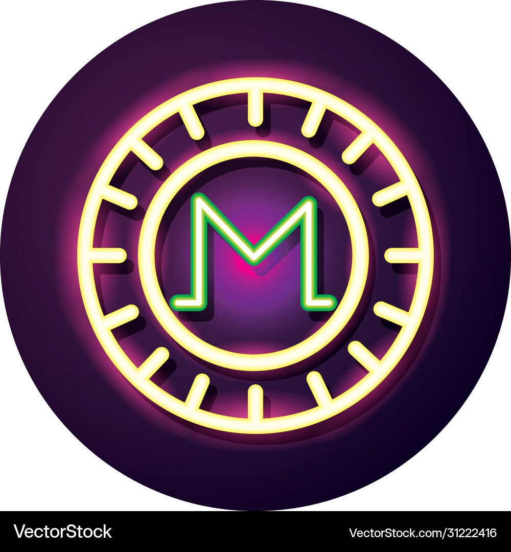 Monero crypto currency neon style icon Royalty Free Vector