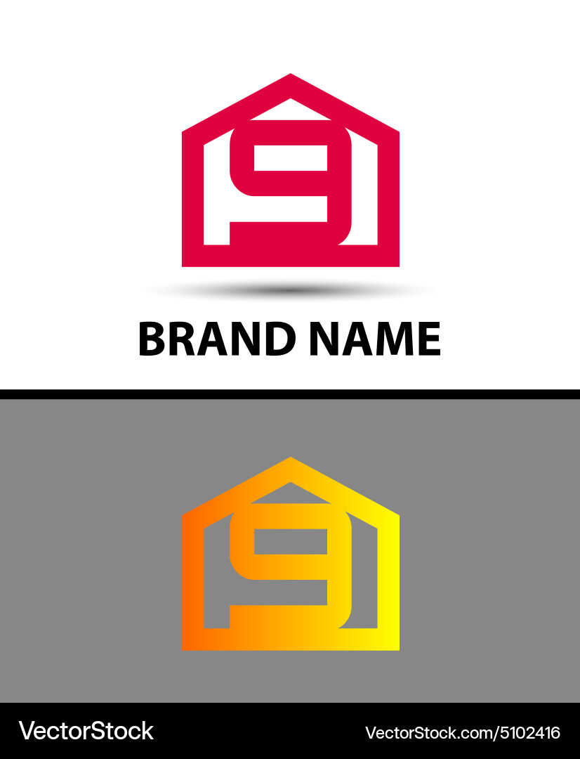 Number 9 logo logotype design with house Vector Image