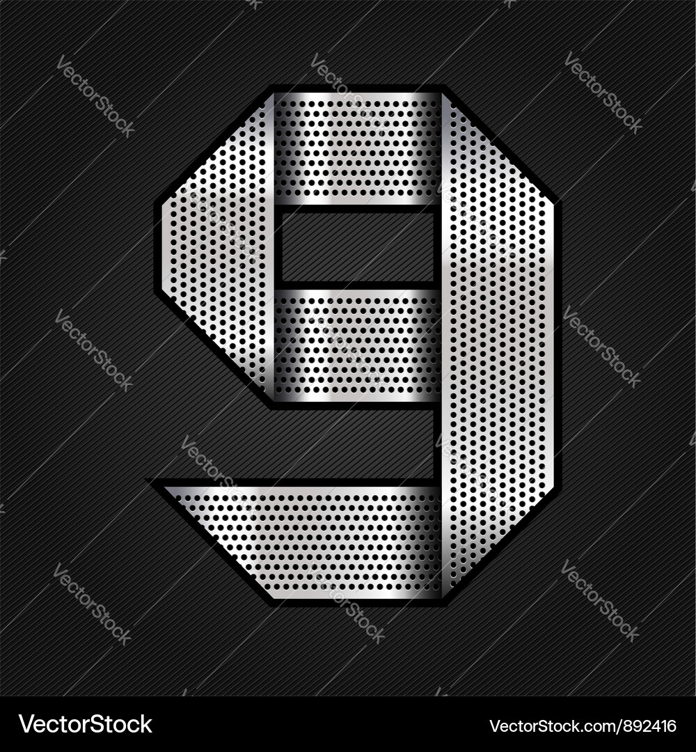 Number metal chrome ribbon - 9 - nine Royalty Free Vector