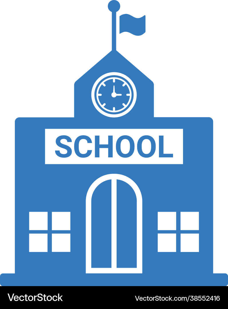 School building icon blue color design Royalty Free Vector
