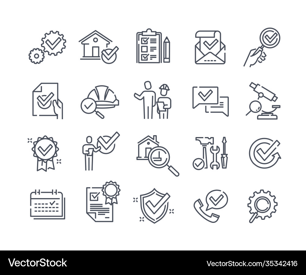 Set inspection related line icons Royalty Free Vector Image