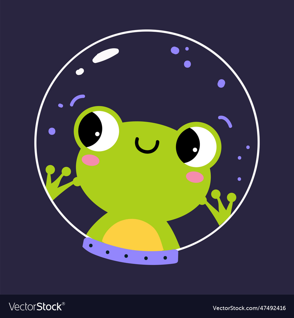 Space adventure with frog astronaut in helmet Vector Image