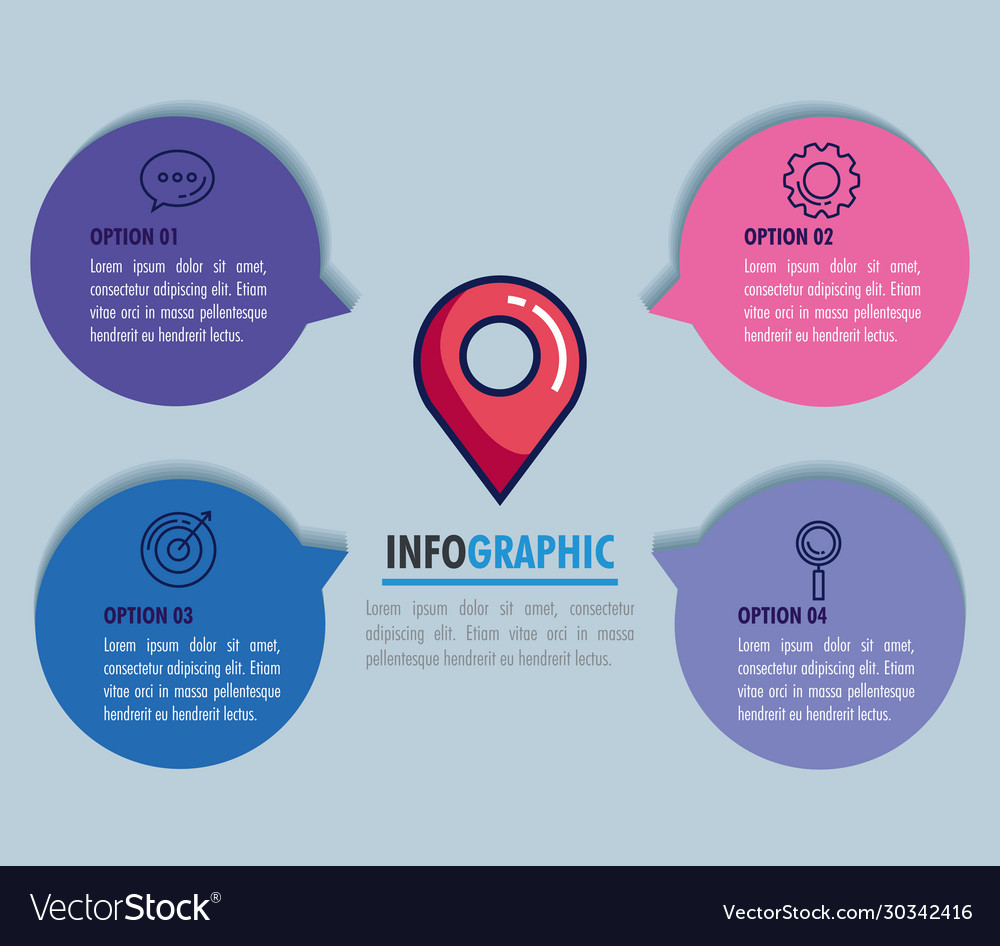 Statistical infographic with pin location Vector Image