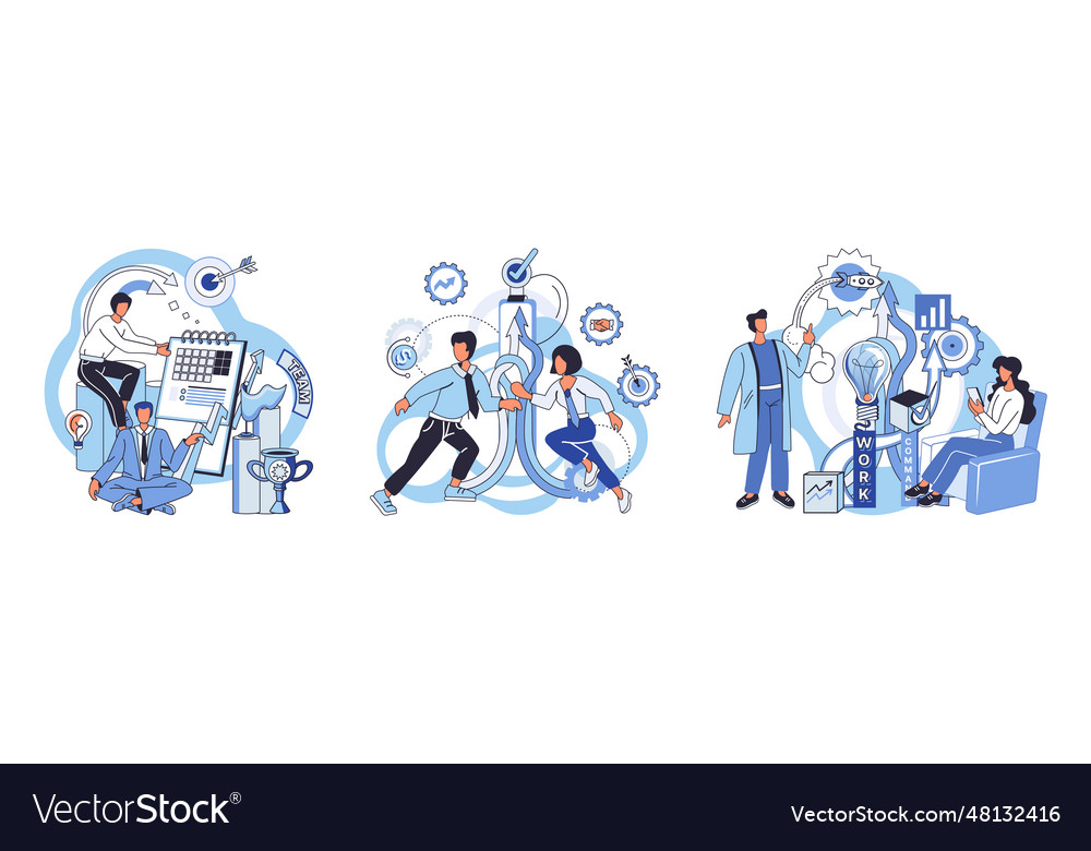 Team solving complex problems teamwork Royalty Free Vector Team solving complex problems teamwork Royalty Free Vector