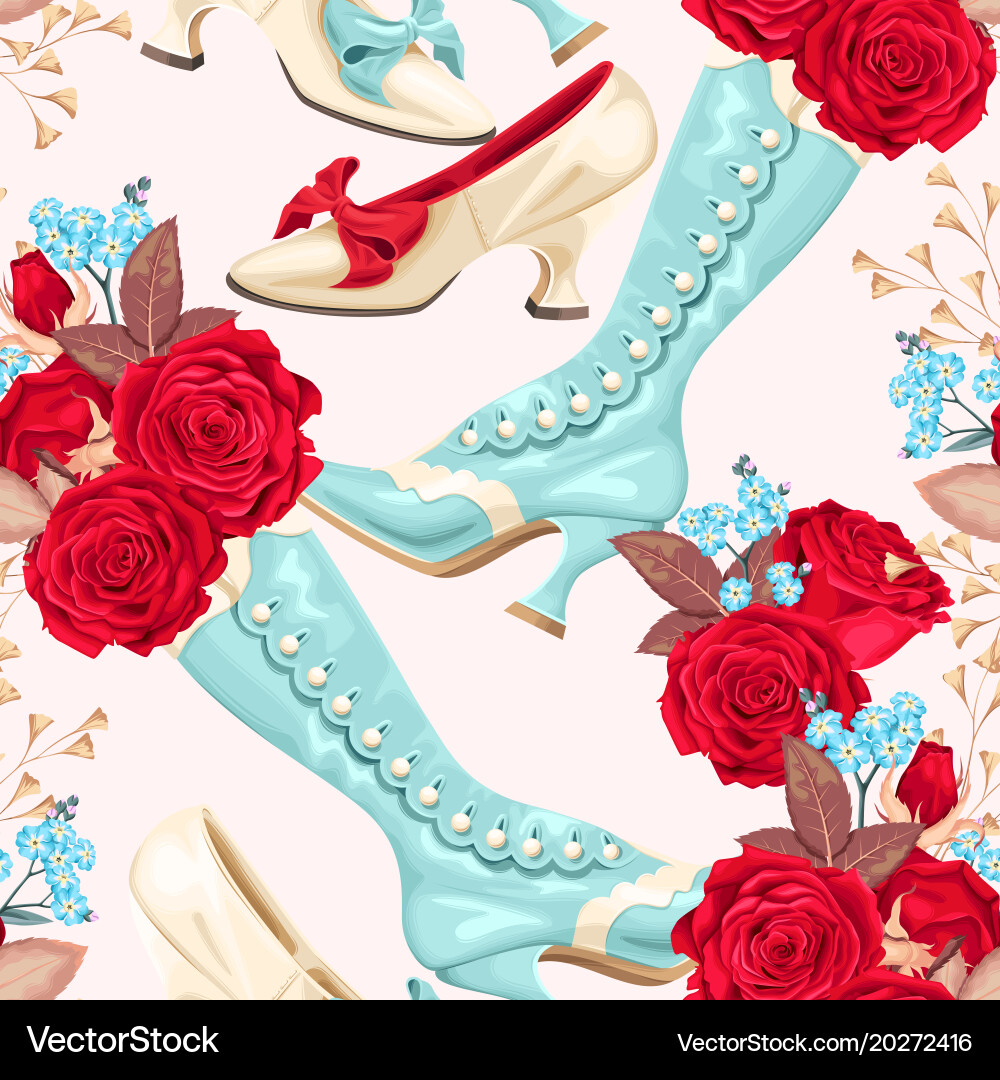 Vintage shoes seamless background Royalty Free Vector Image