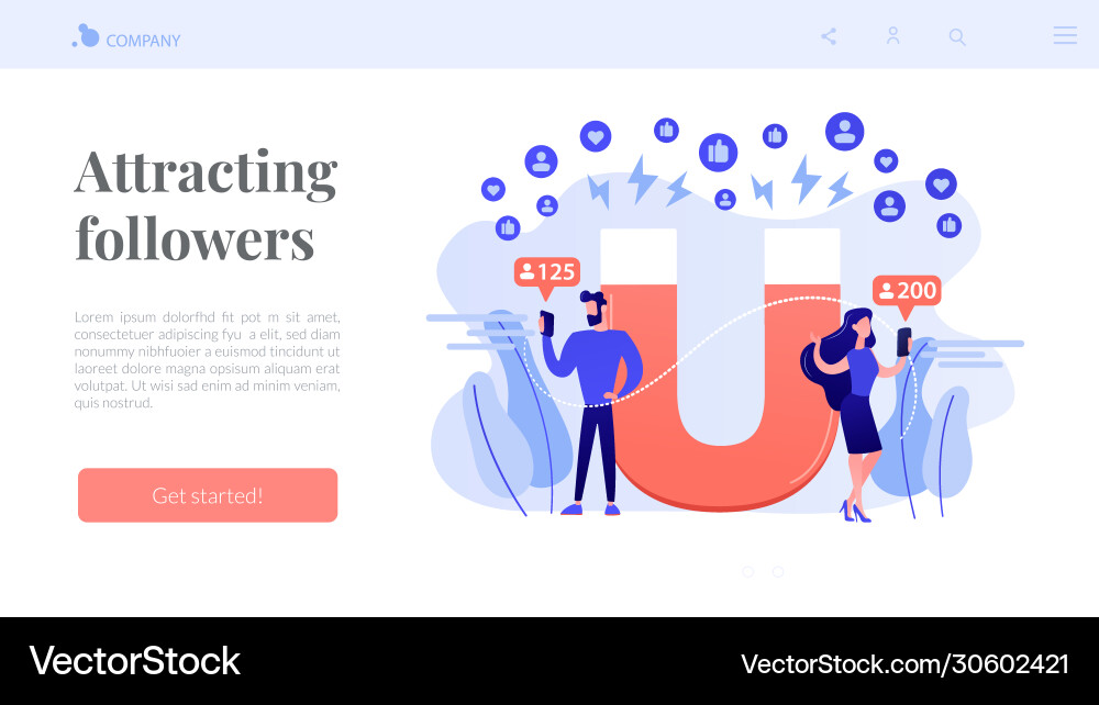 Attracting followers concept landing page Vector Image