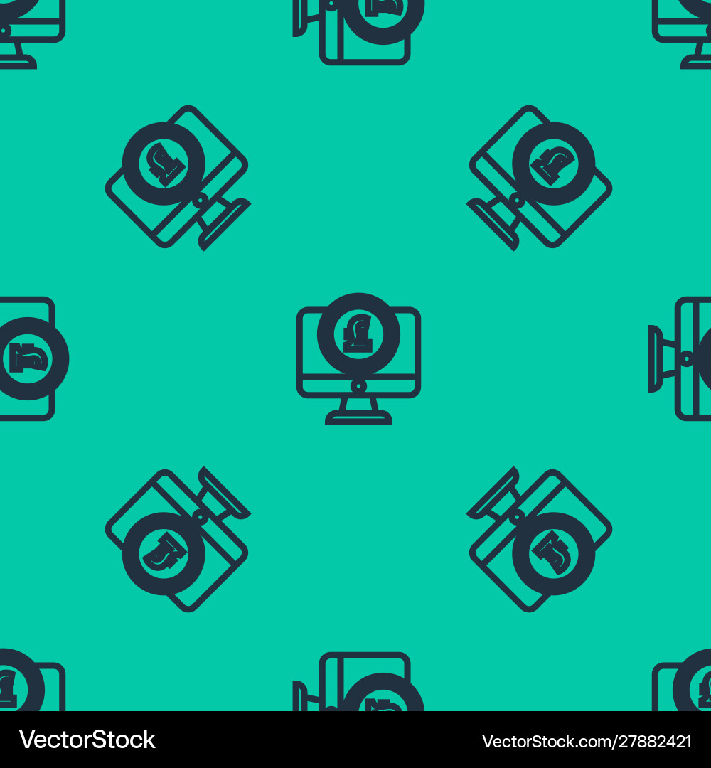 Blue line computer monitor with pound sterling Vector Image