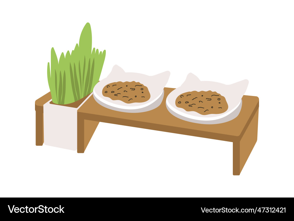 Cats bowls with food concept Royalty Free Vector Image