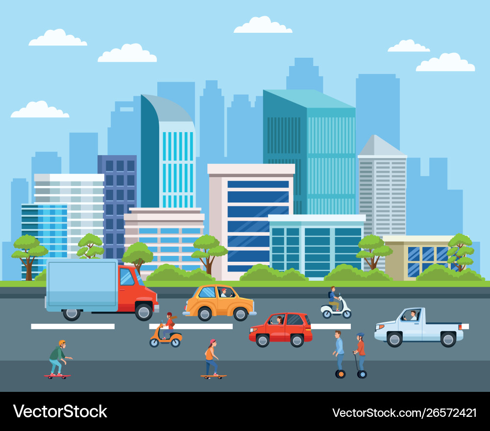 City transportation and mobility cartoons Vector Image