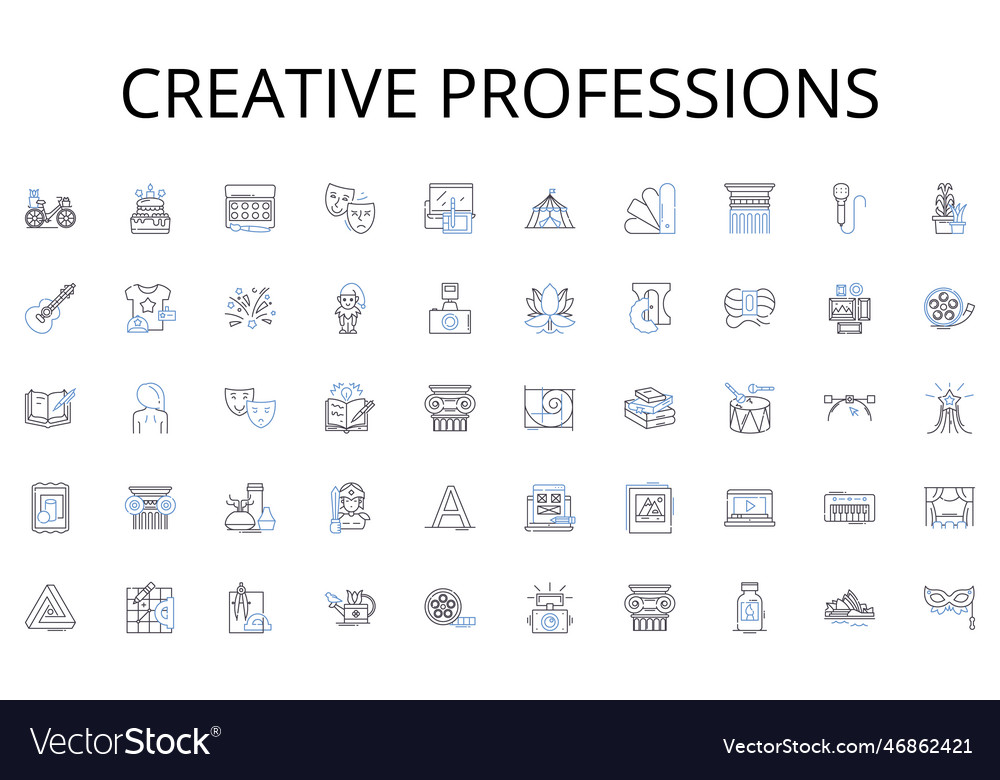 Creative professions line icons collection growth Vector Image Creative professions line icons collection growth Vector Image
