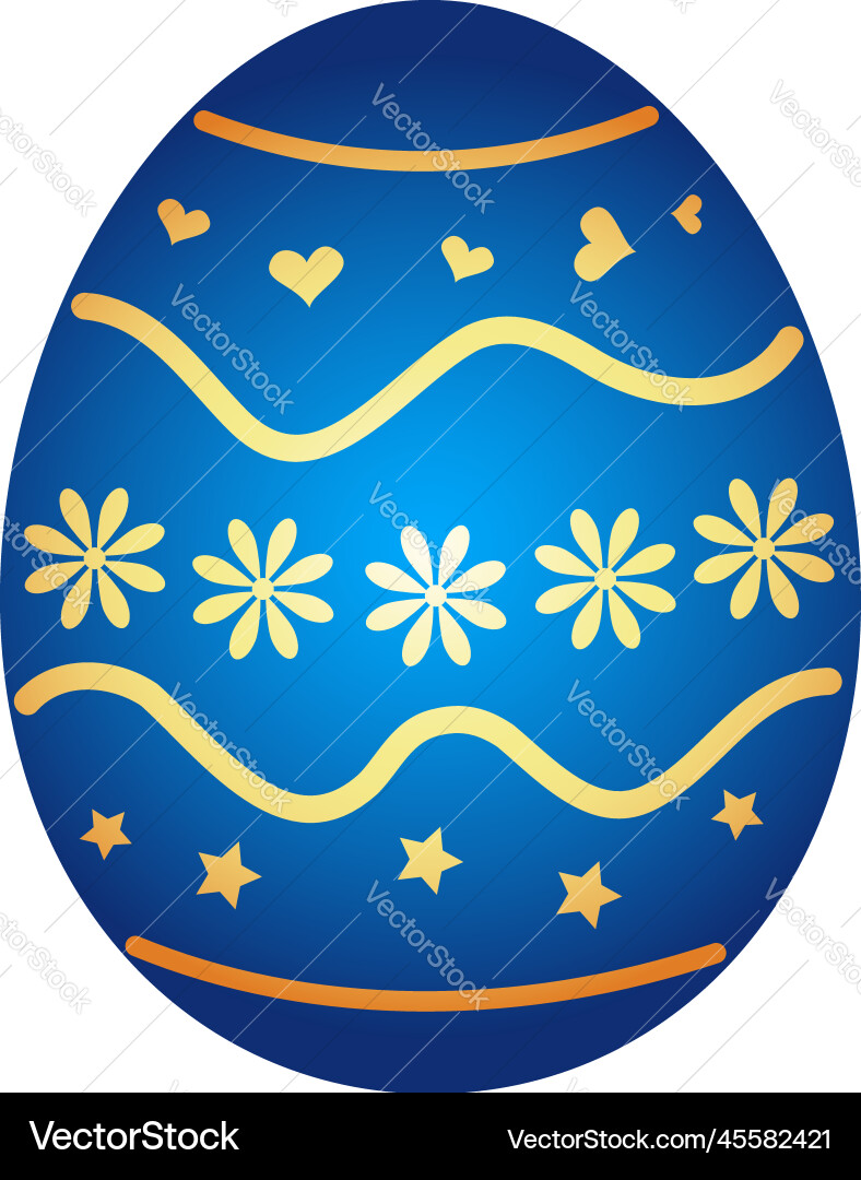 Easter egg blue with golden pattern Royalty Free Vector