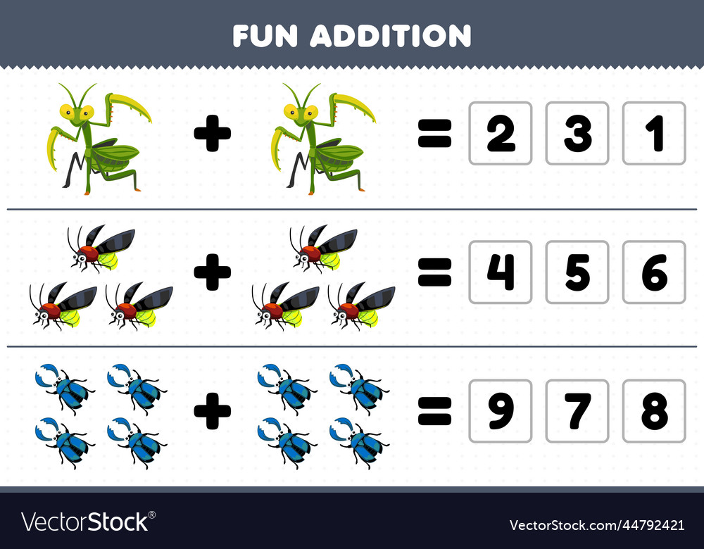 Education game for children fun addition by guess Vector Image
