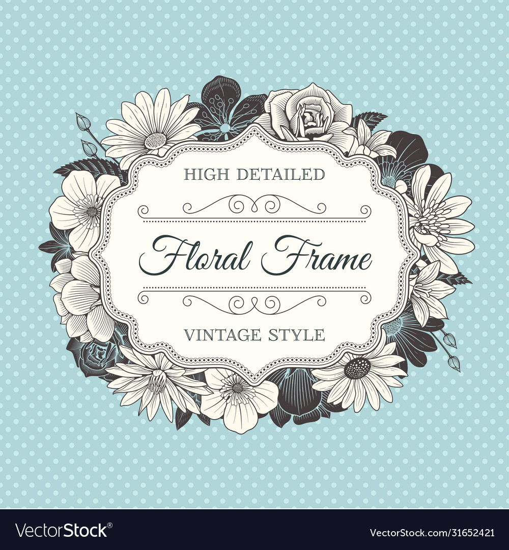 Flower frame label Royalty Free Vector Image - VectorStock