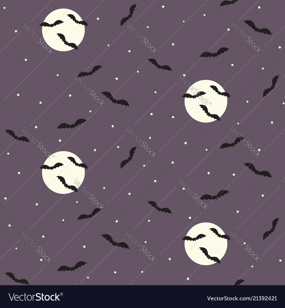 Halloween seamless pattern with bats in night sky Vector Image