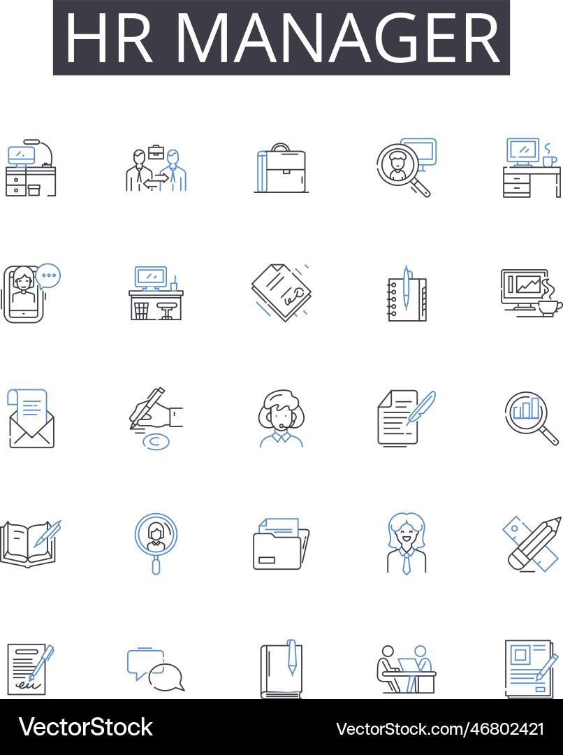 Hr manager line icons collection marketing Vector Image
