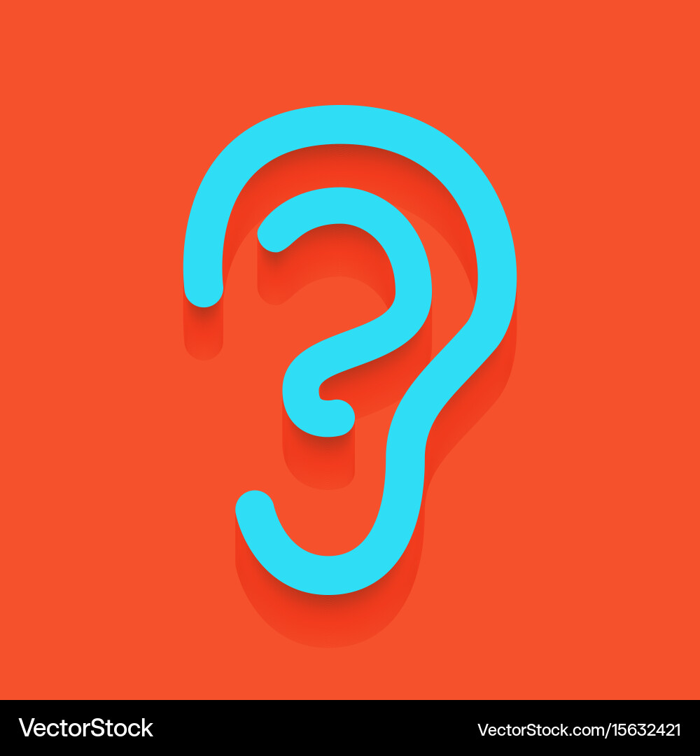 Human anatomy ear sign whitish icon Royalty Free Vector