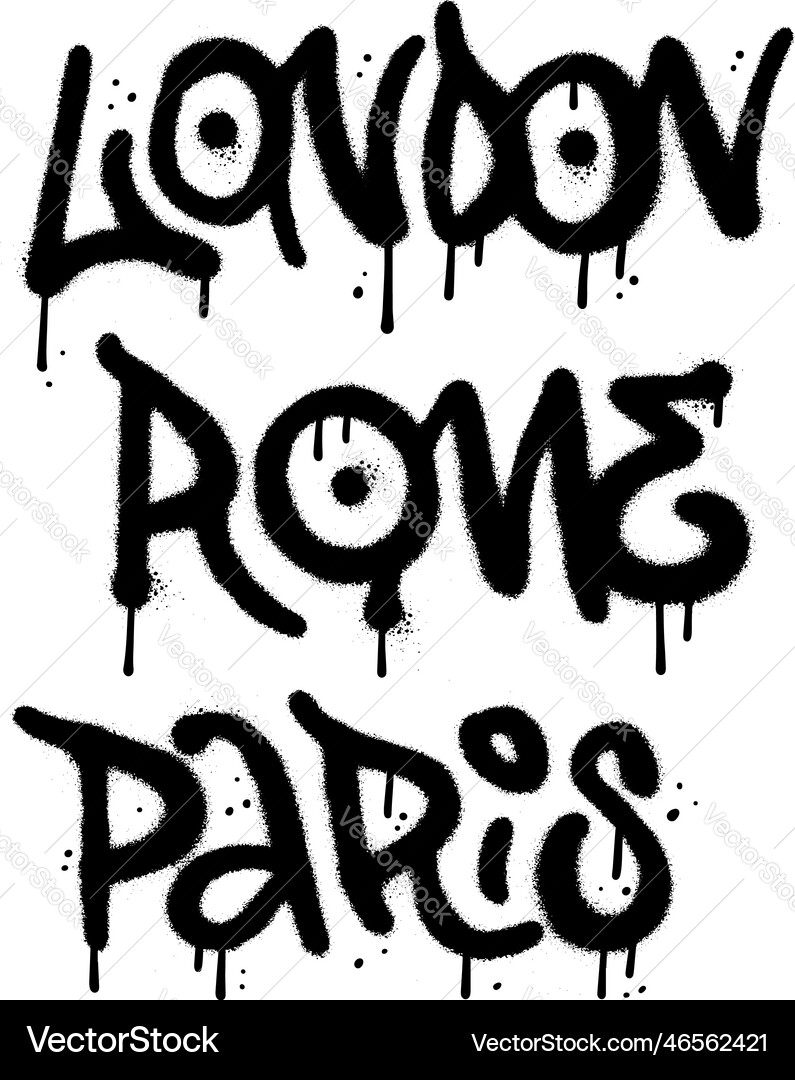 London rome paris - urban graffiti lettering Vector Image