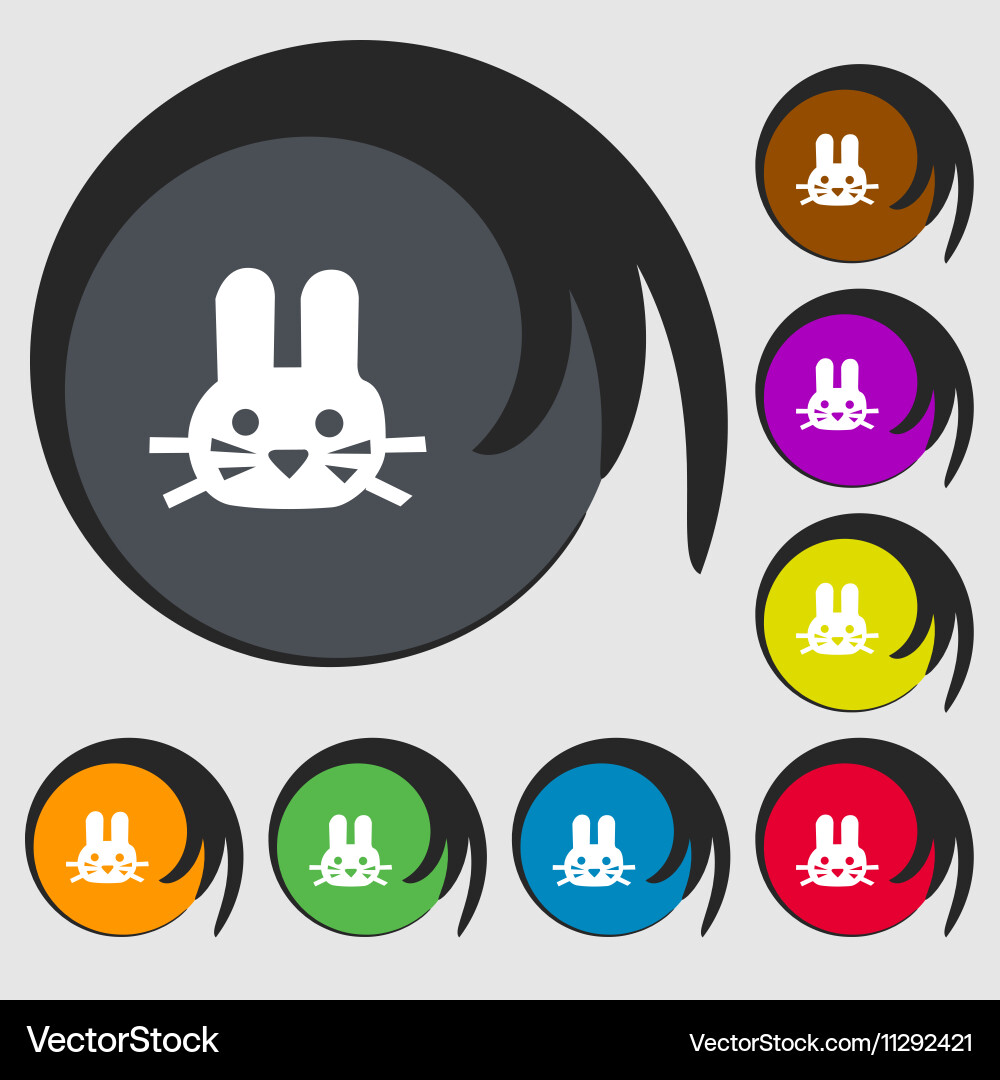 Rabbit icon sign symbols on eight colored buttons Vector Image