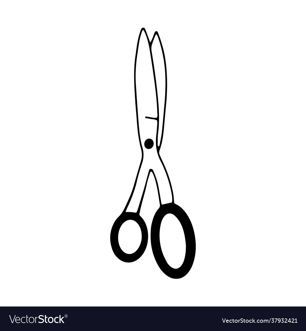 Scissors isolated doodle single Royalty Free Vector Image