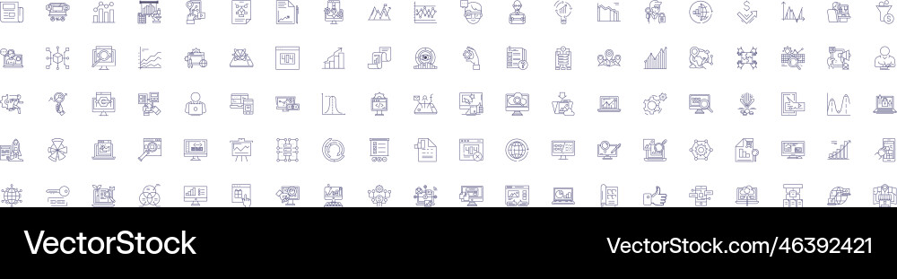 Search engine marketing line icons signs set Vector Image