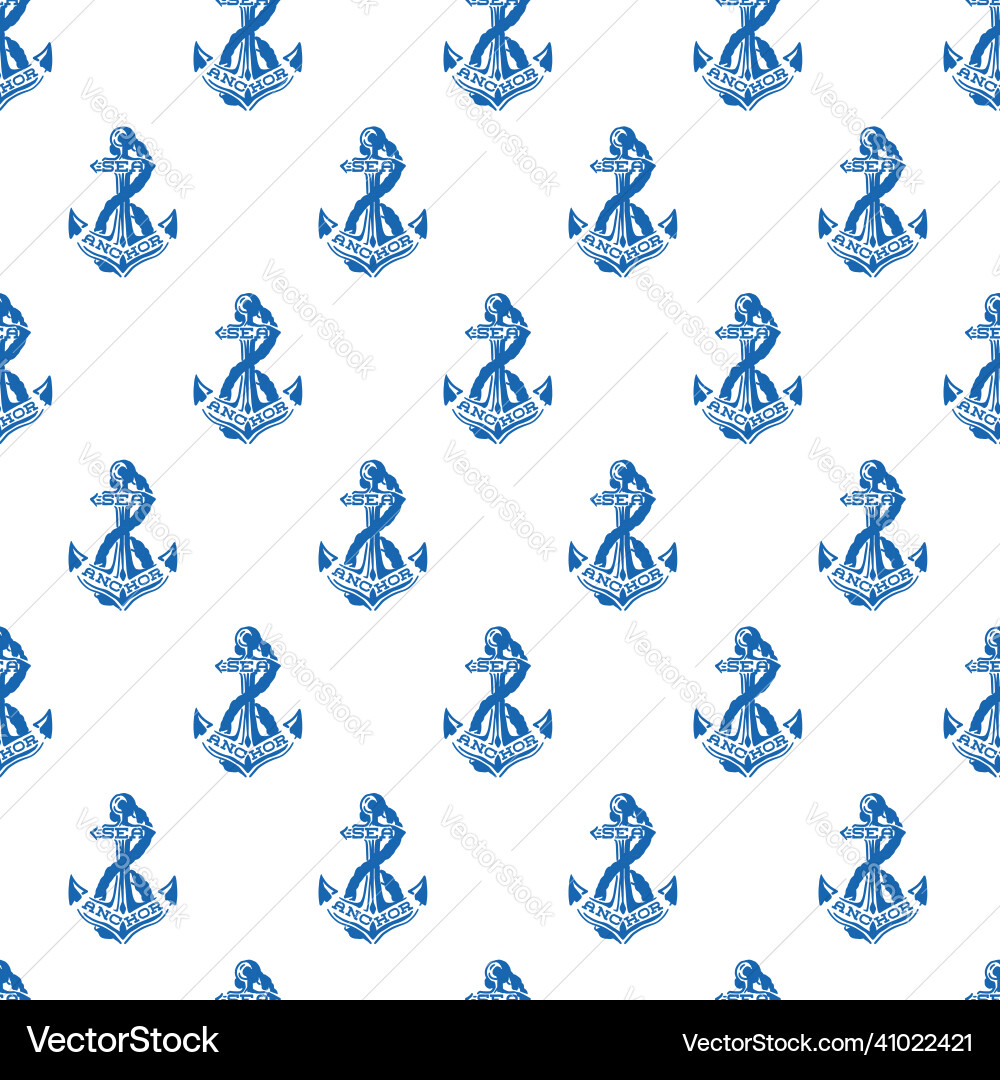 Vintage sea anchor graphic art seamless pattern Vector Image