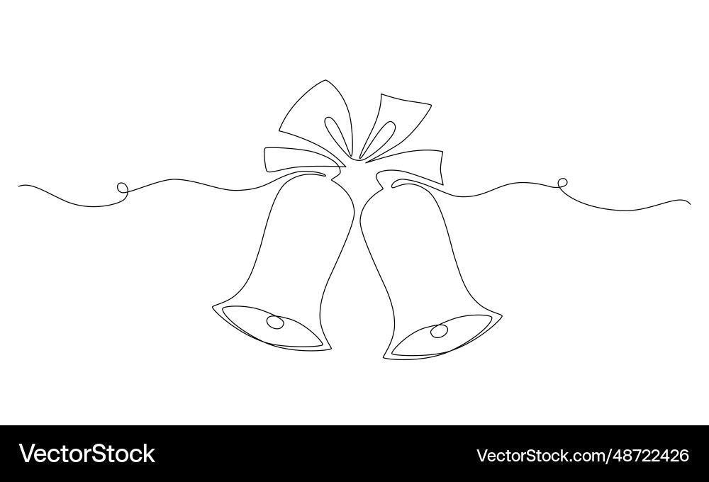 Christmas jingle bells hand draw one single line Vector Image