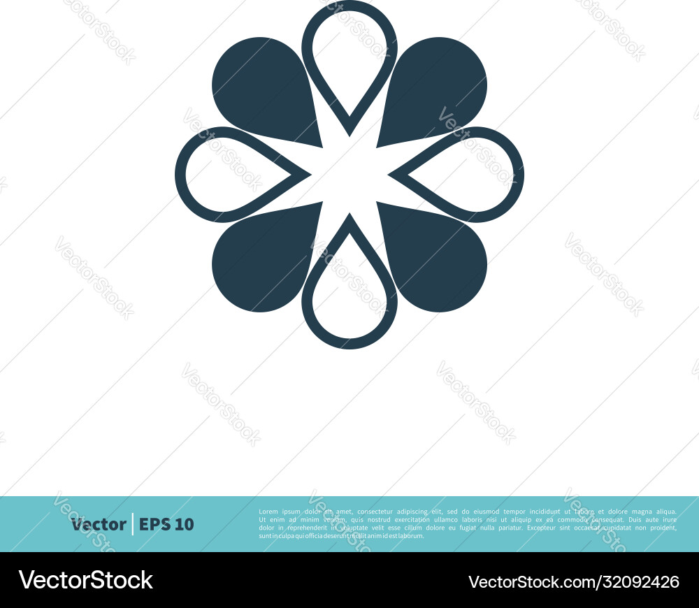 Drop water flower blossom icon logo template Vector Image
