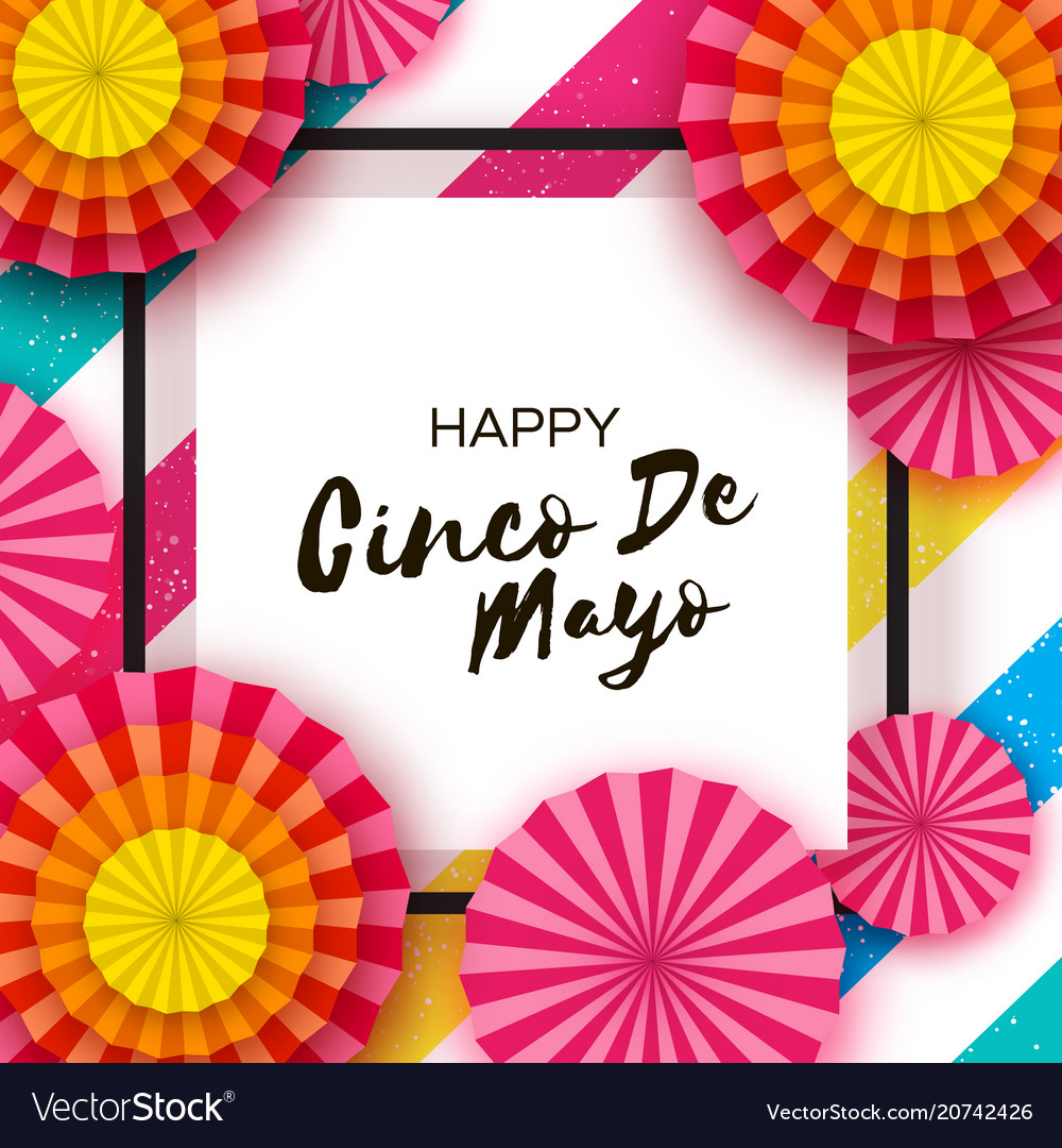Happy cinco de mayo greeting card orange paper Vector Image
