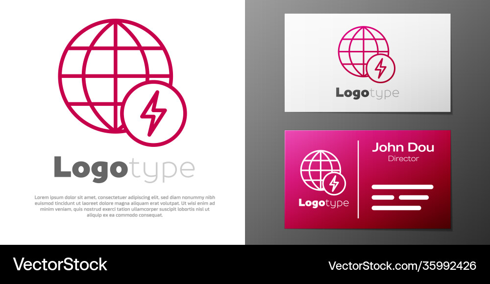 Logotype line global energy power planet Vector Image
