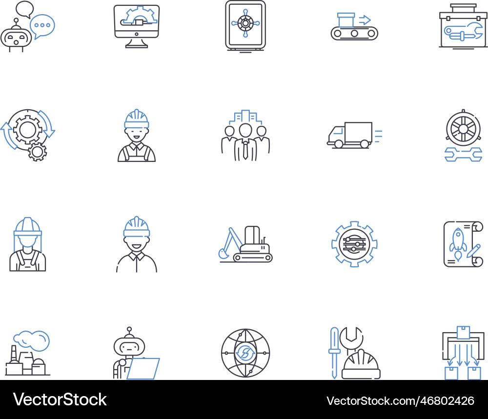 Manufacturing line icons collection production Vector Image