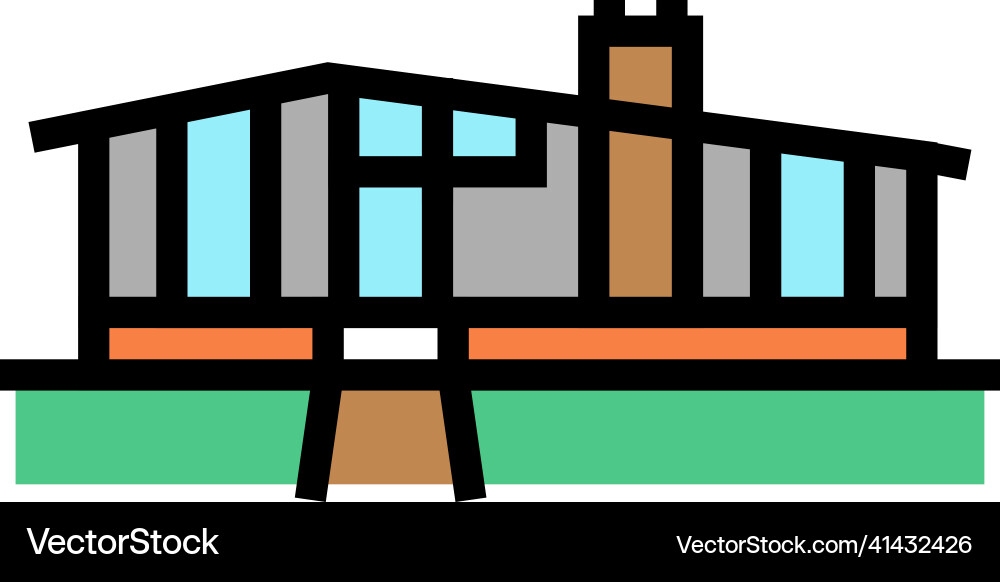 Midcentury modern house color icon Royalty Free Vector Image