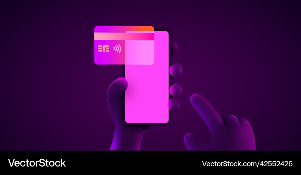 Mobile banking app and e-payment hand Royalty Free Vector