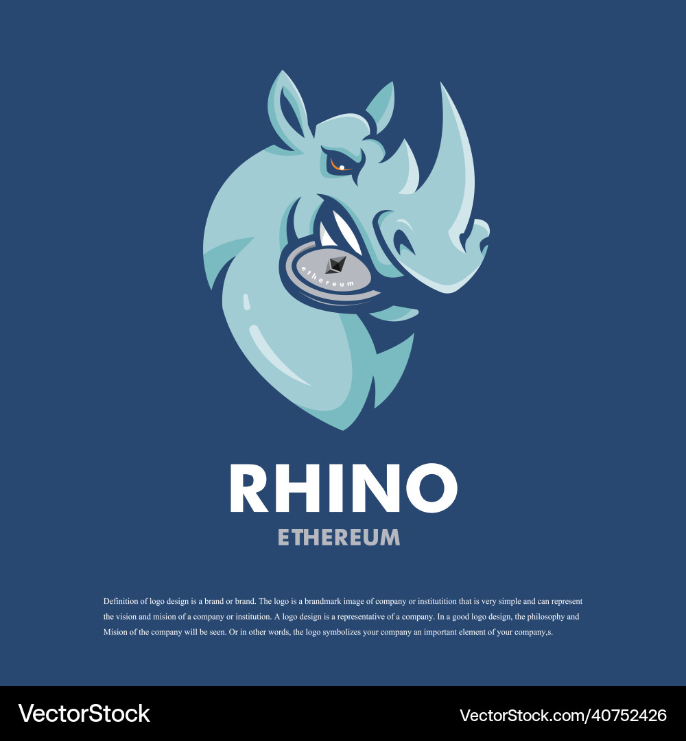 Rhino with coin crypto currency Royalty Free Vector Image