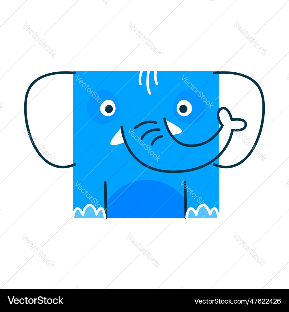 Square elephant animal maths cartoon character Vector Image
