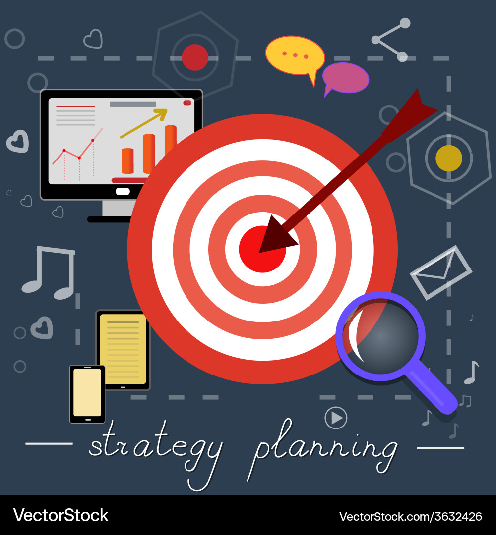 Strategy planning icons with bright pictures Vector Image