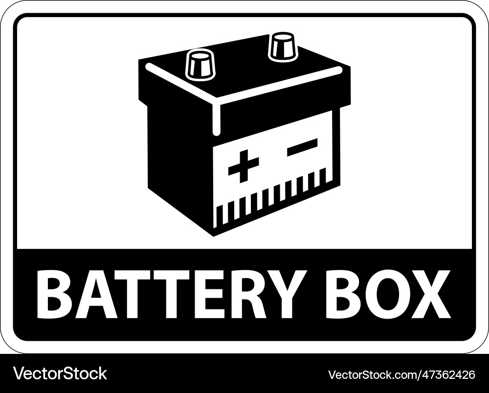 Symbol battery sign box on white Royalty Free Vector Image