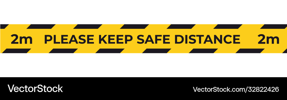 Warning yellow tape for social distancing Vector Image