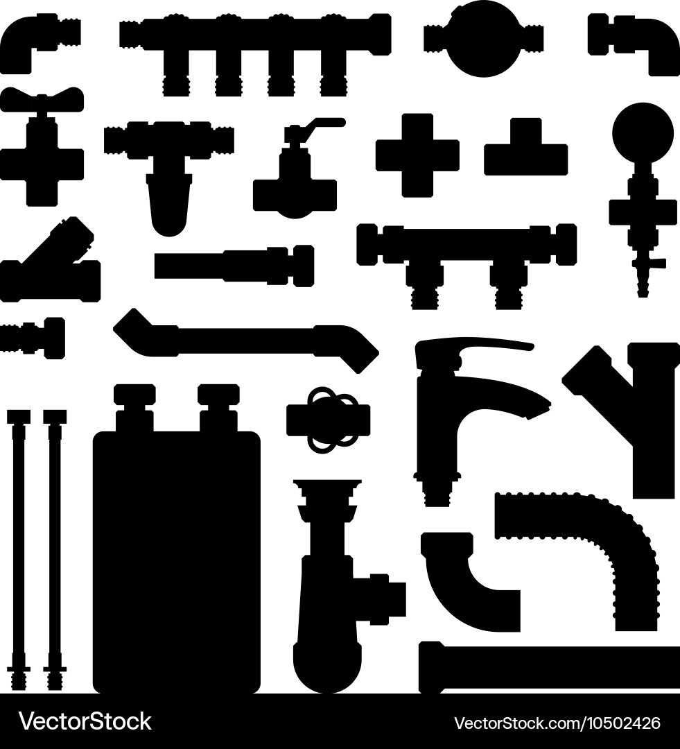 Water pipes icons isolated Royalty Free Vector Image