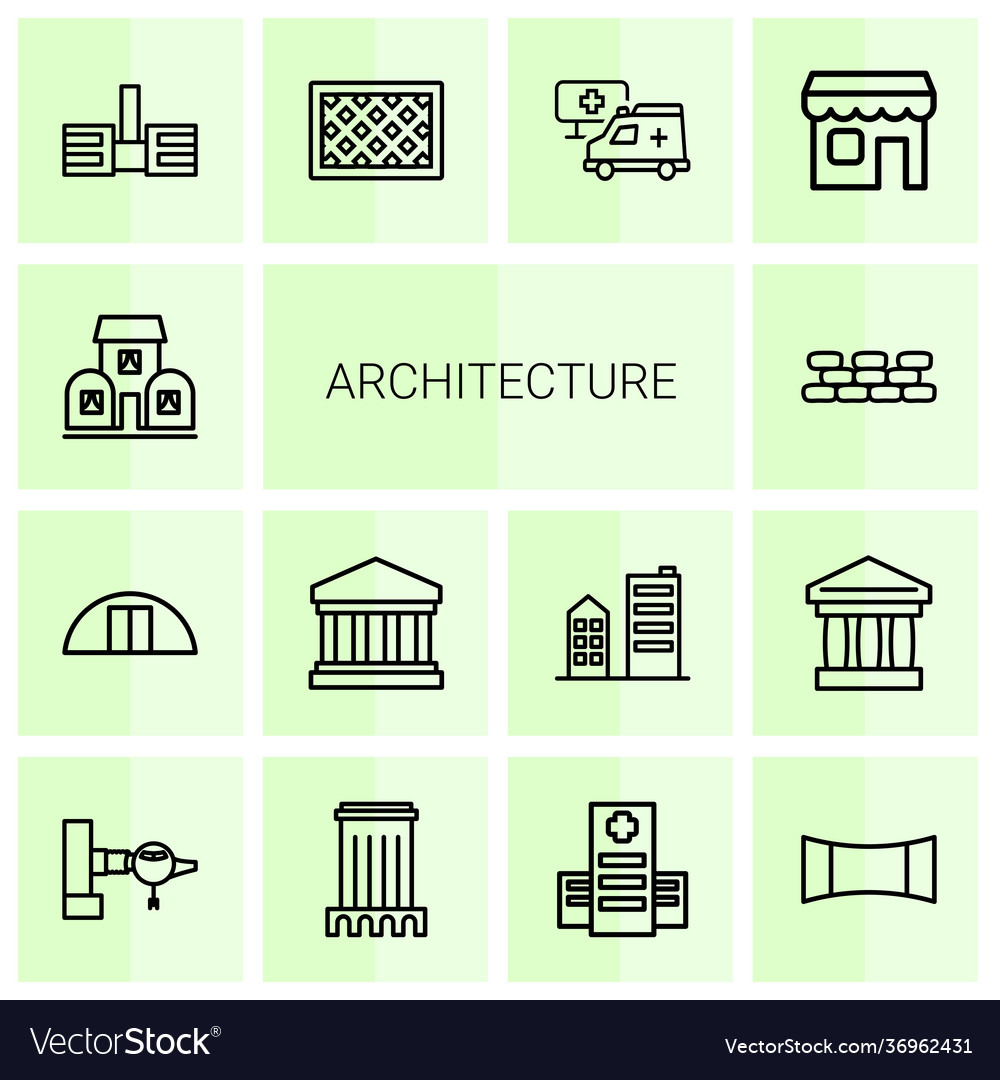 Architecture icons Royalty Free Vector Image - VectorStock
