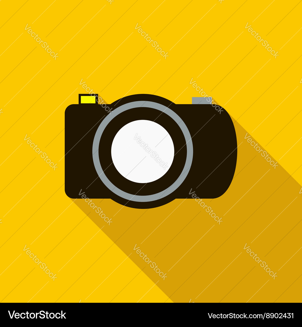 Black camera icon in flat style Royalty Free Vector Image