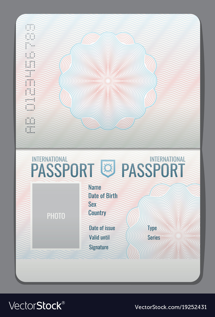 Blank Open Passport Template Isolated Royalty Free Vector