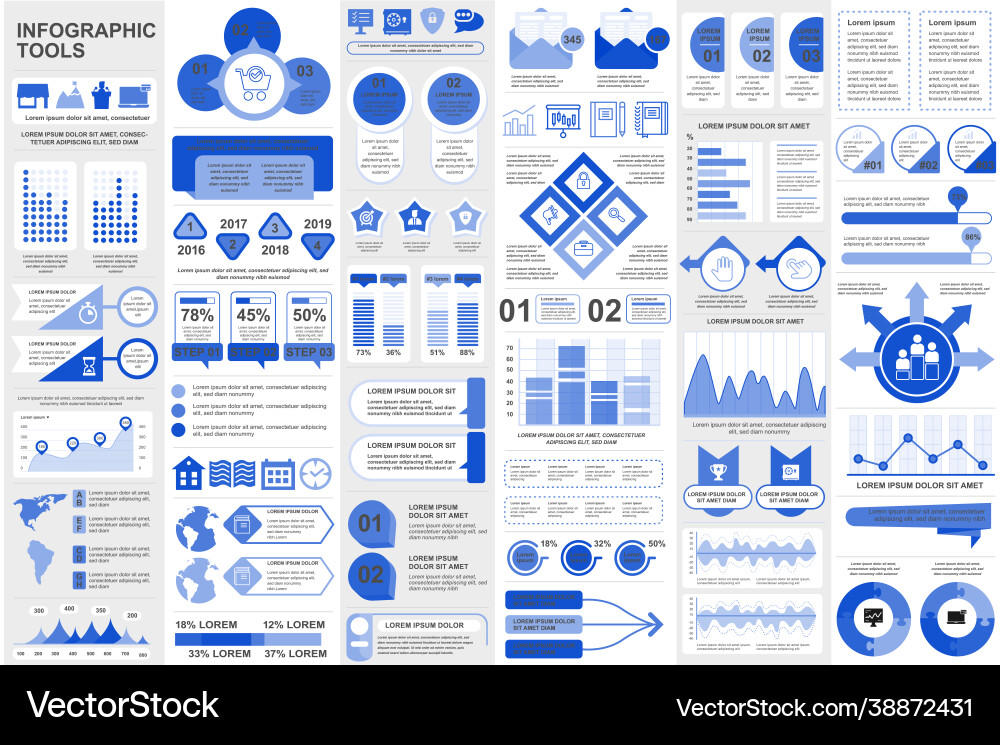 Bundle infographic elements data visualization Vector Image