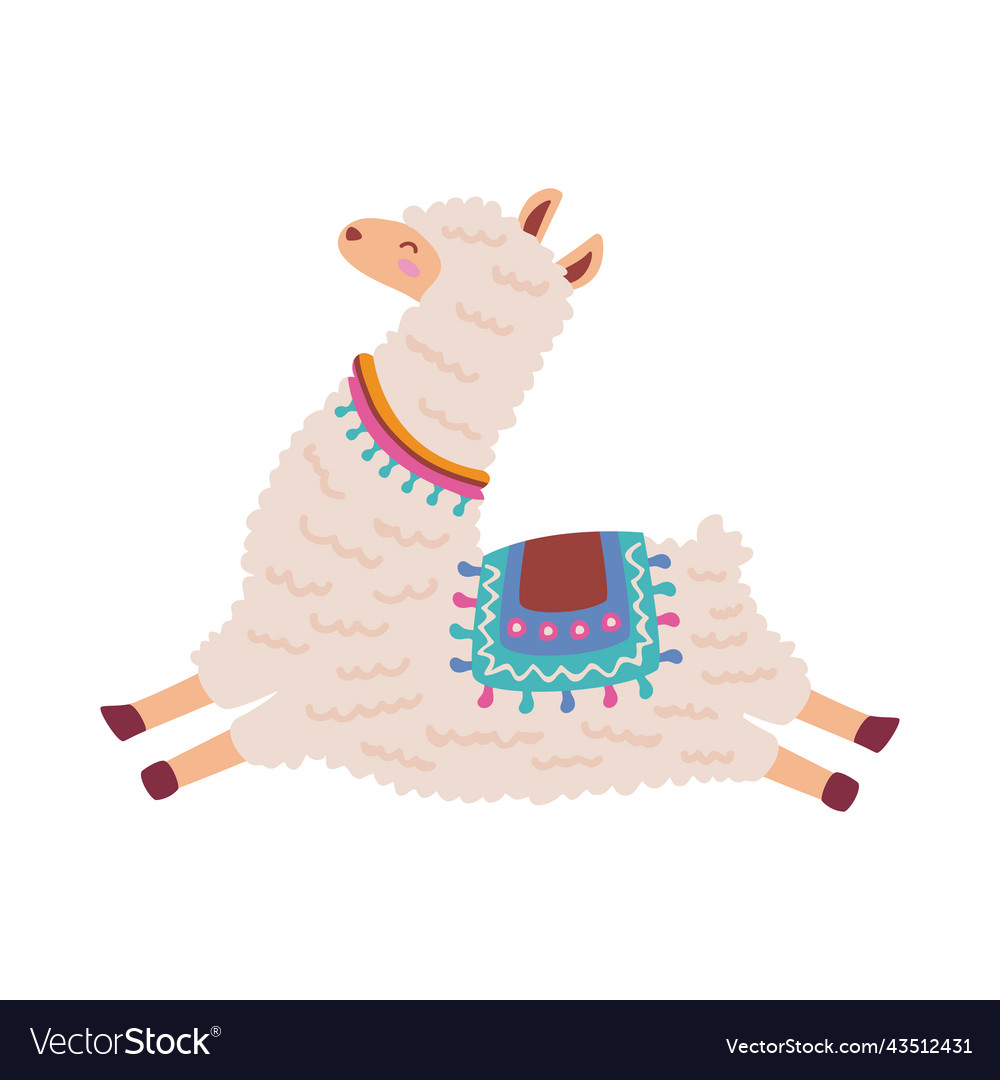 Cute llama jumping Royalty Free Vector Image - VectorStock