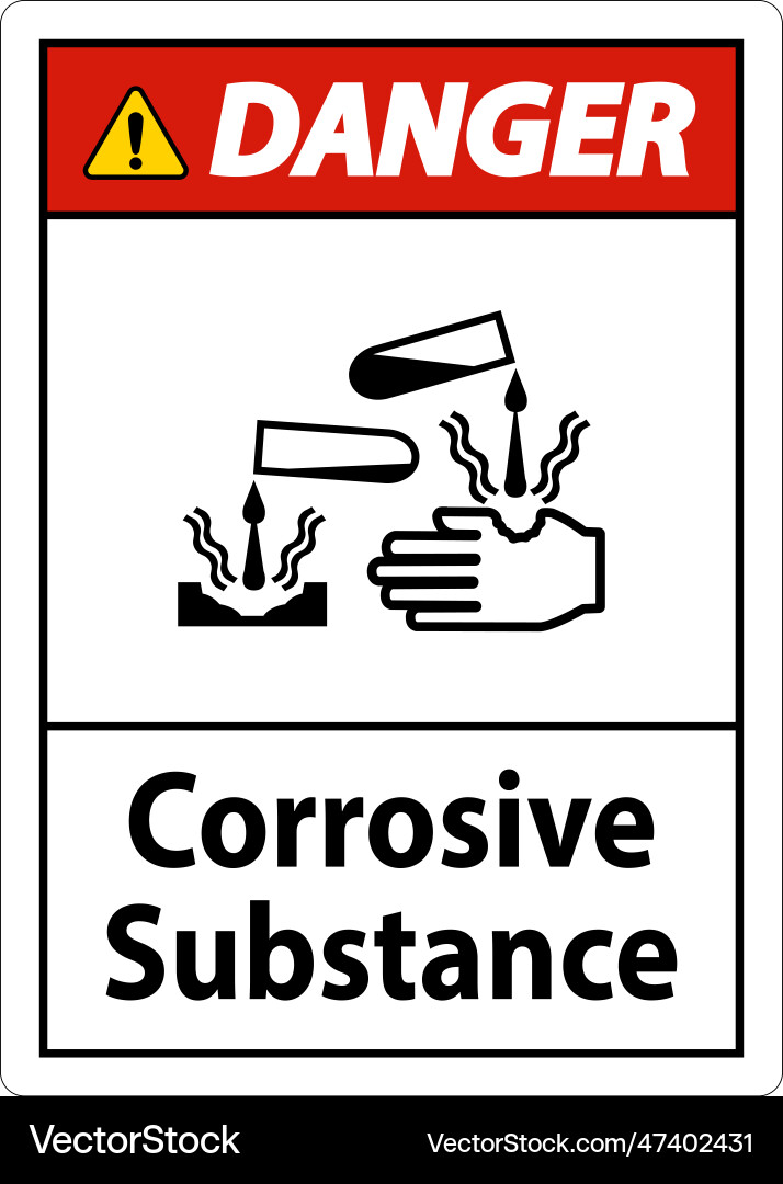 Danger sign corrosive substance on white Vector Image