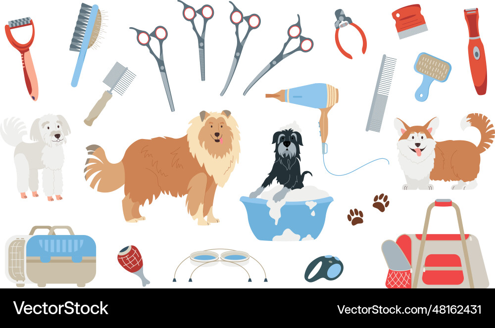 Dog grooming icons set Royalty Free Vector Image