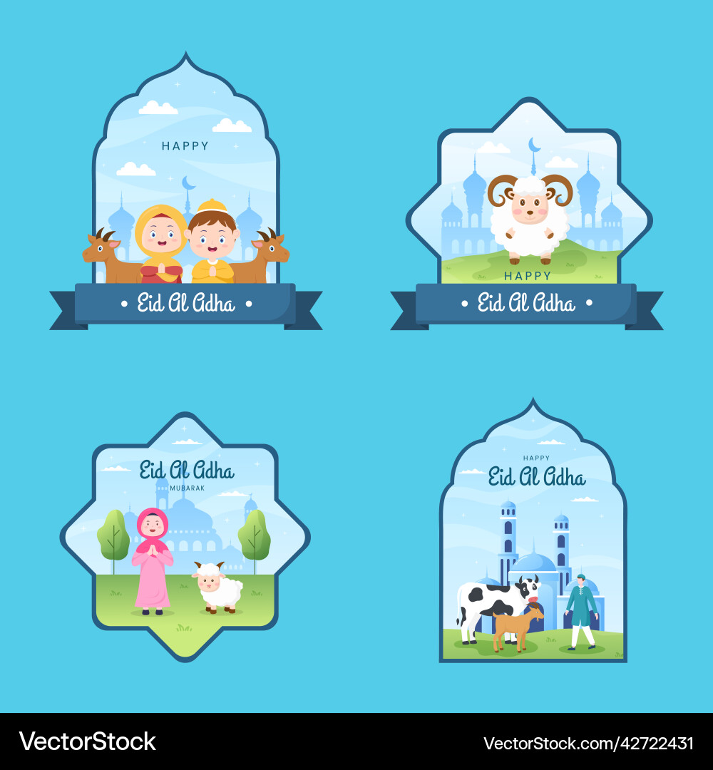 Eid al adha label template social media flat Vector Image