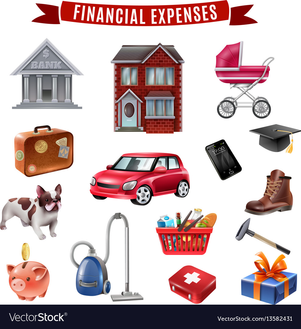 Family Expenses Flat Icons Collection Royalty Free Vector Family Expenses Flat Icons Collection Royalty Free Vector
