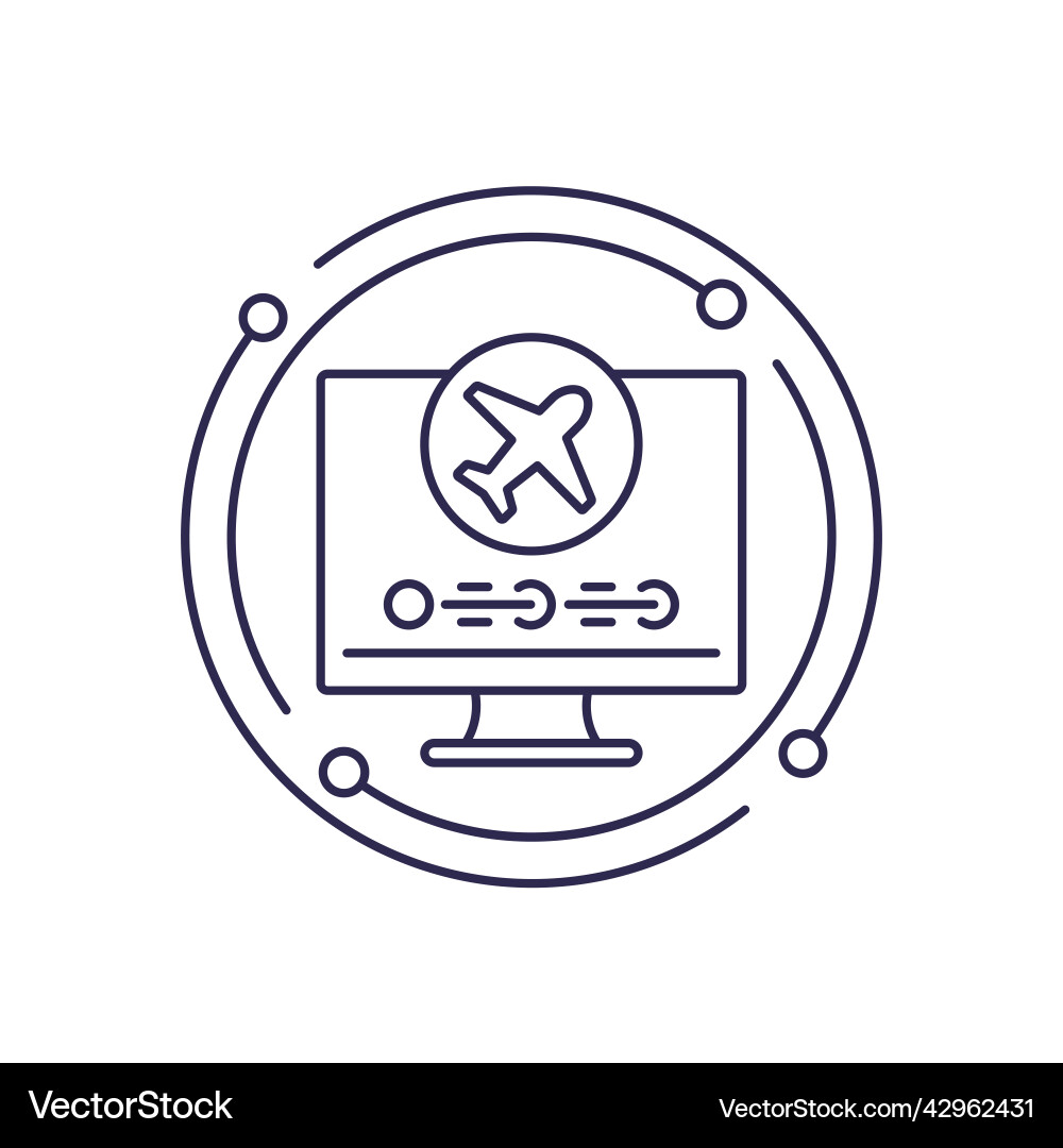Flight booking tickets online line icon Royalty Free Vector